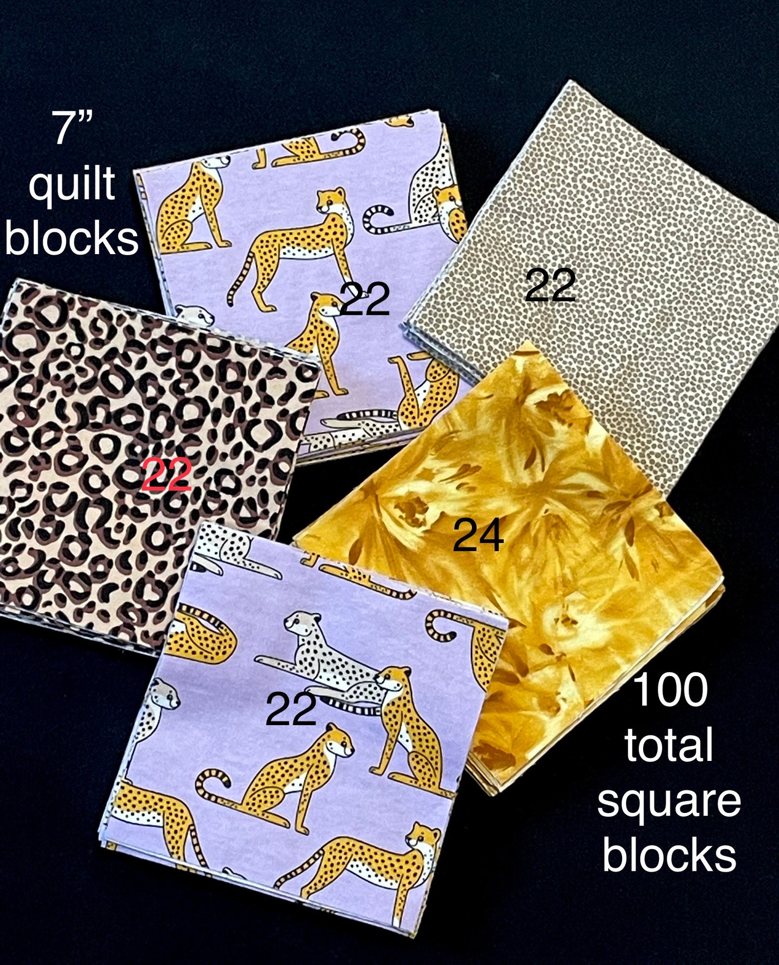 100 Cheetah Leopard 7 Inch Square Flannel Quilt Blocks Yellow - Etsy