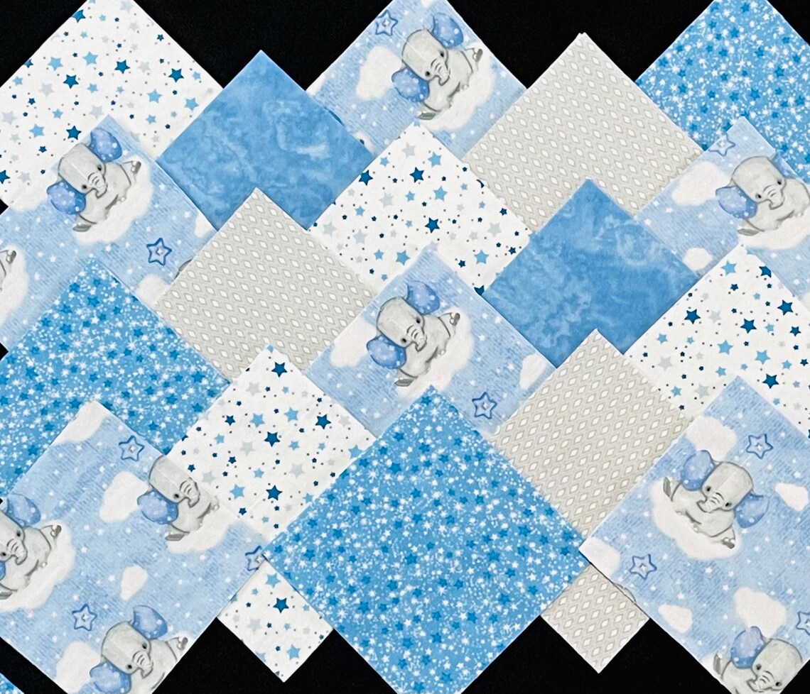 Blue Elephant Rag Quilt Kit 72 Quilt Blocks 7 Flannel | Etsy