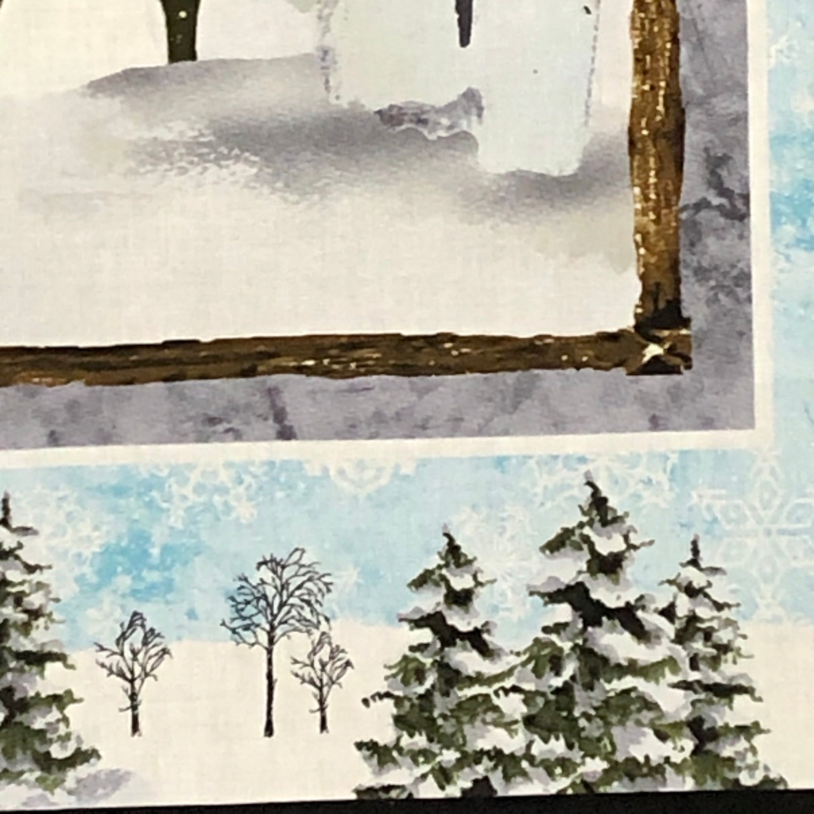 Snowy Woods Fabric Panel Pine Tree Cabins Winter Woodland | Etsy