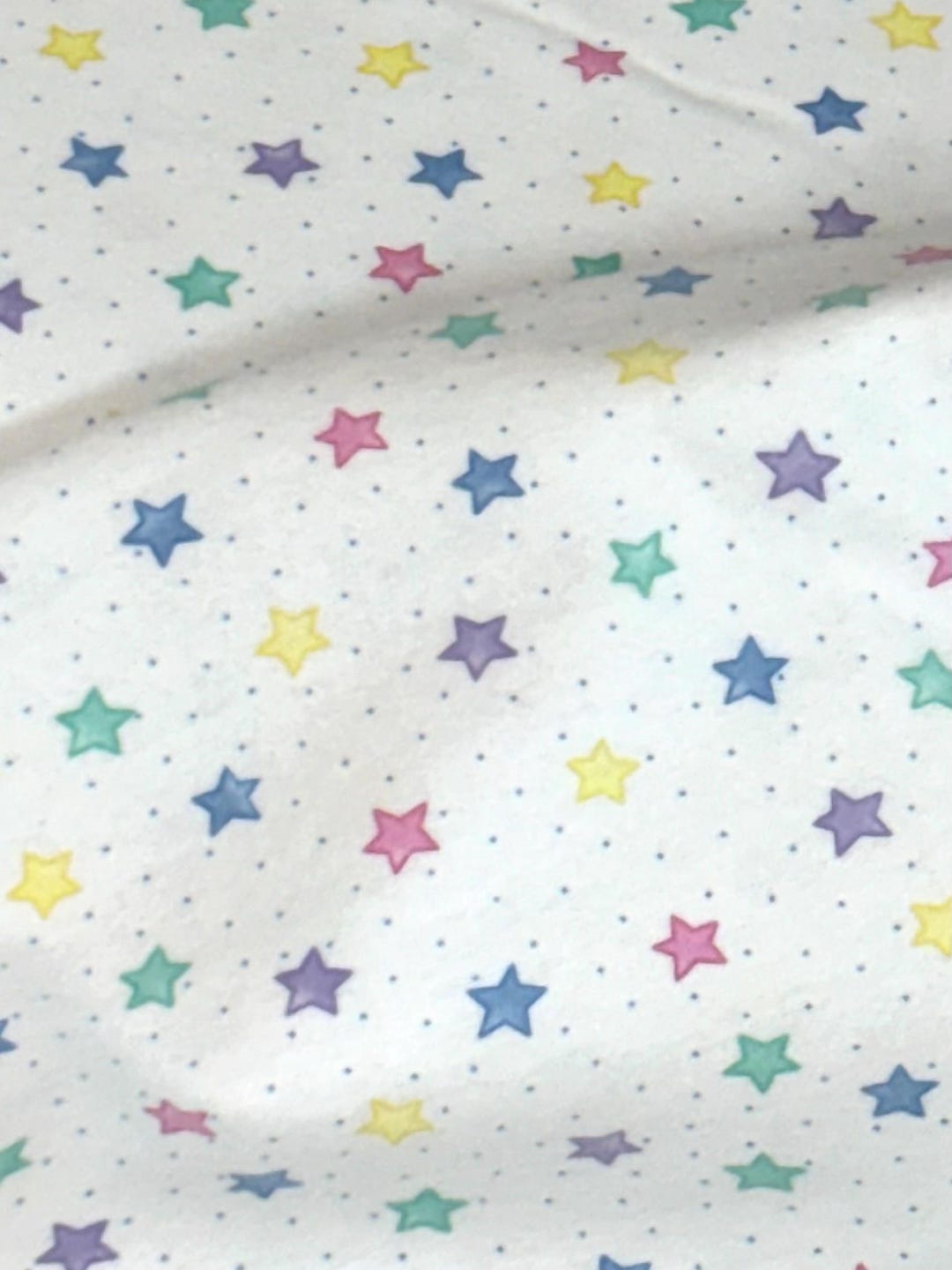 Stars on White, Small Pastel Colored Stars and Tiny Blue Dots, Comfy ...