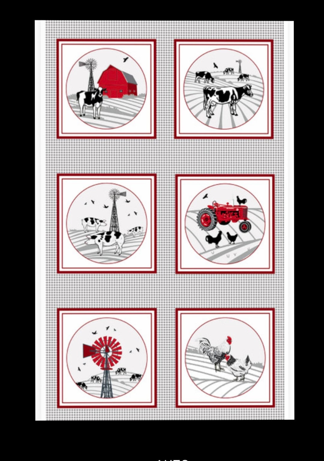 Scarlet Farm Fabric Panel, by Studio E, 100% Cotton, Red Barn, Pigs ...