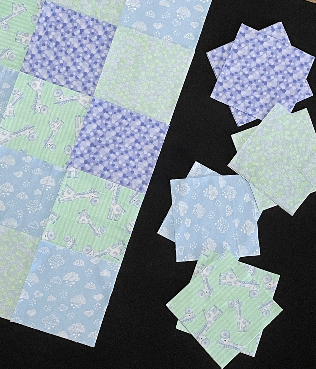 84 Little Peepers Giraffe, Baby Rag Quilt Kit, Pre Cut Quilt Blocks 7 ...