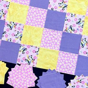 96 Panda Bear Rag Quilt Kit, 7" Squares, Pre Cut Quilt Blocks, 2 ...