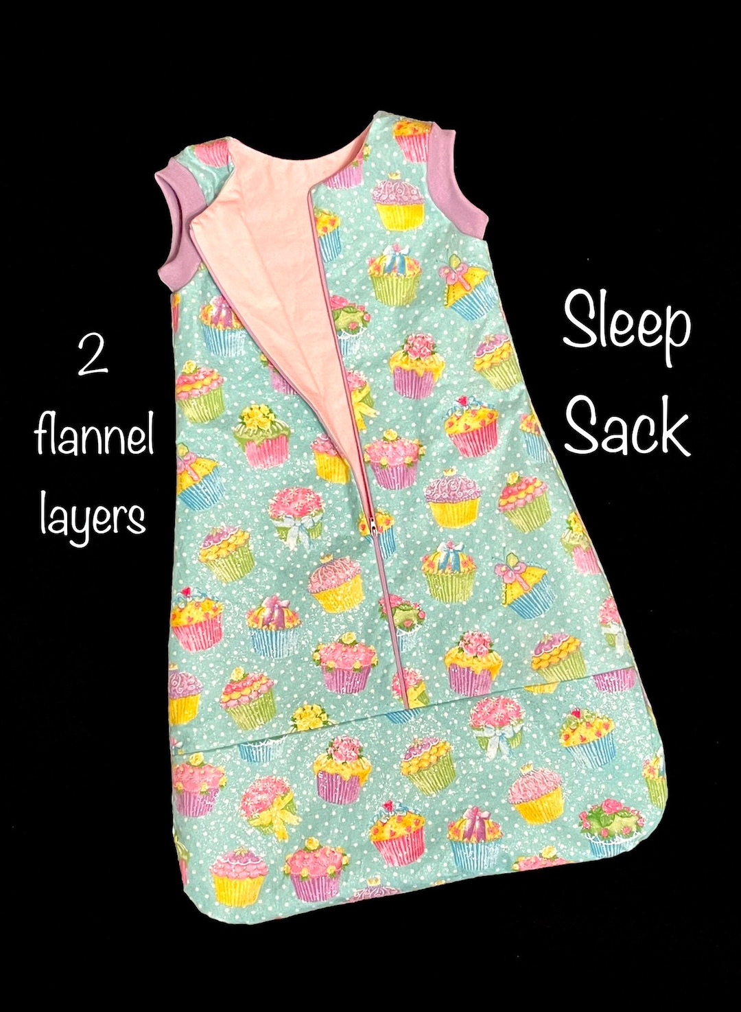 Baby Cupcake Glitter Sleep Sack, 2 Layers Warm Flannel, 3-9 Months ...