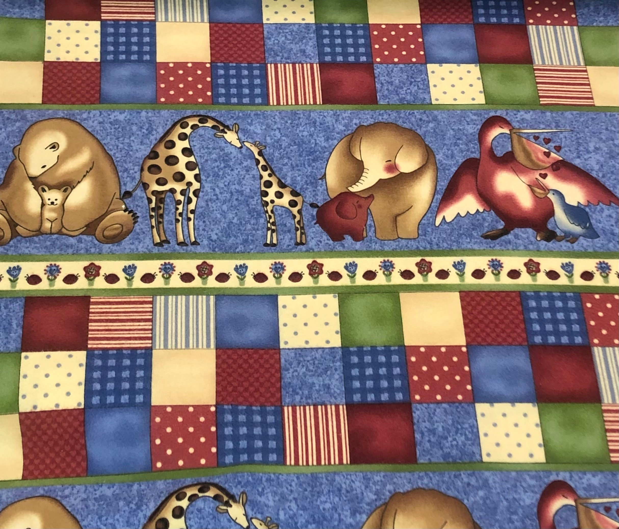 Giraffe Elephant QUILT KIT, Bear Zoo Jungle Circus Animals, Green Blue ...