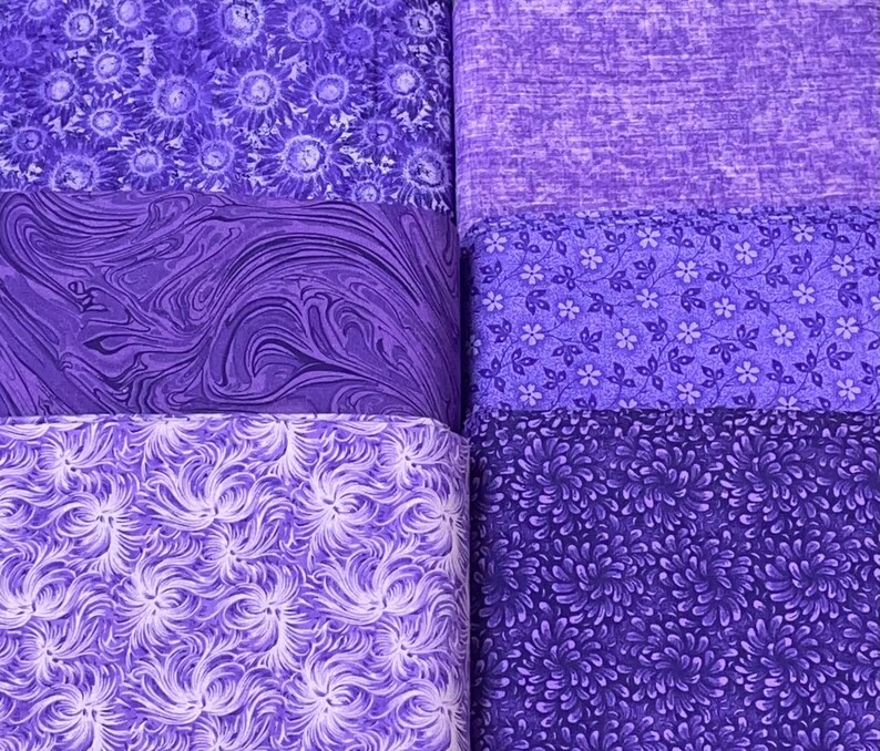 6 Purple Lavender Fabric Bundle FAT Quarters or 1/4 Yd Cuts 6 | Etsy