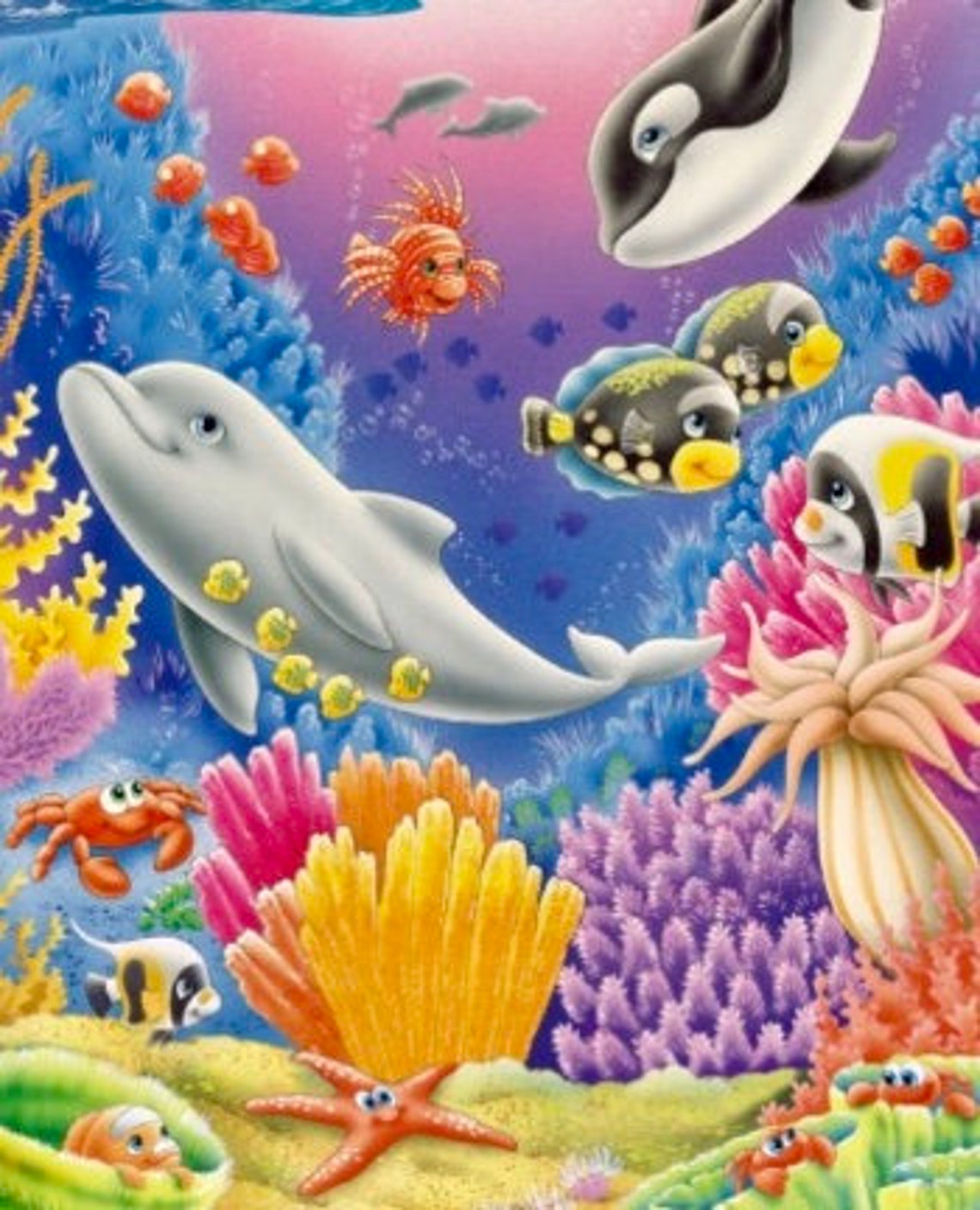 Sea World Fabric Panel Whales Fish Ocean Creatures Dolphins - Etsy