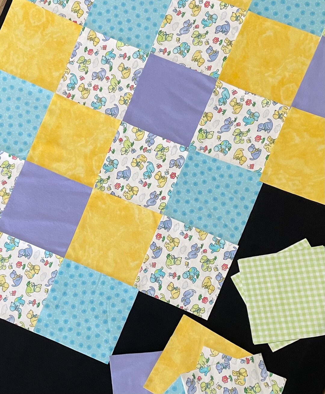 Puppy Rag Quilt Kit Aqua Lavender Yellow Colorful Happy - Etsy