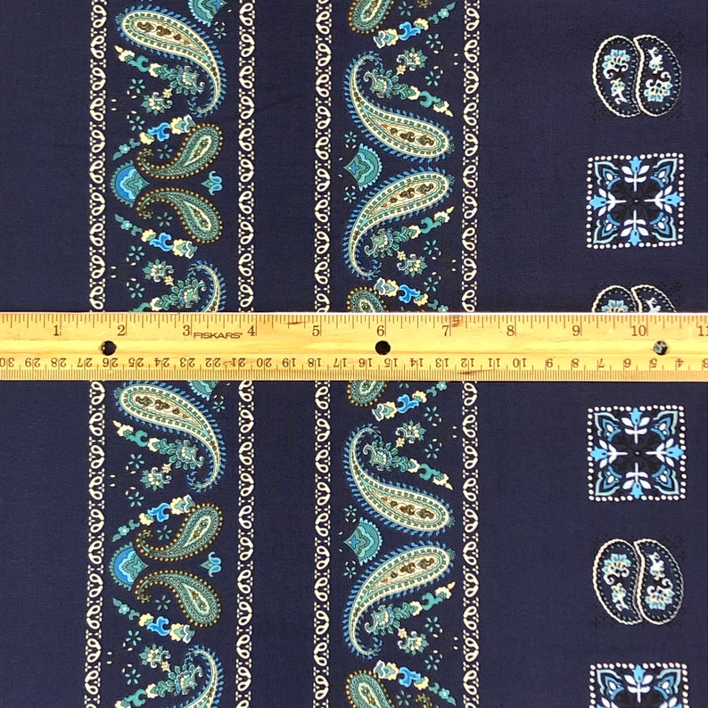 Paisley Red Blue Bandana Fabric, Bordered on Sides, Wild Wild West, by ...