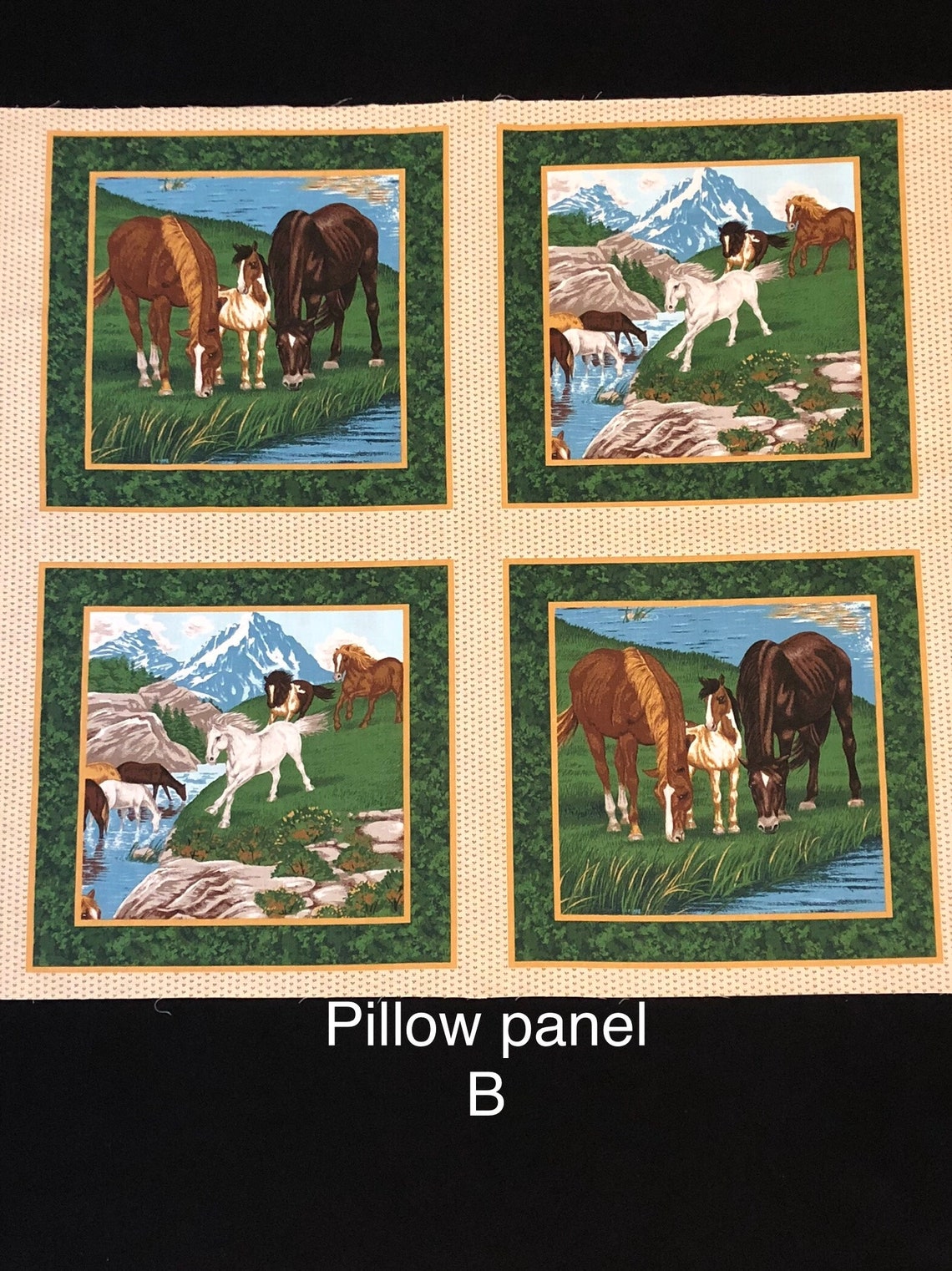 Horse Wild Stallion Fabric Panel River Run by Springmaid | Etsy