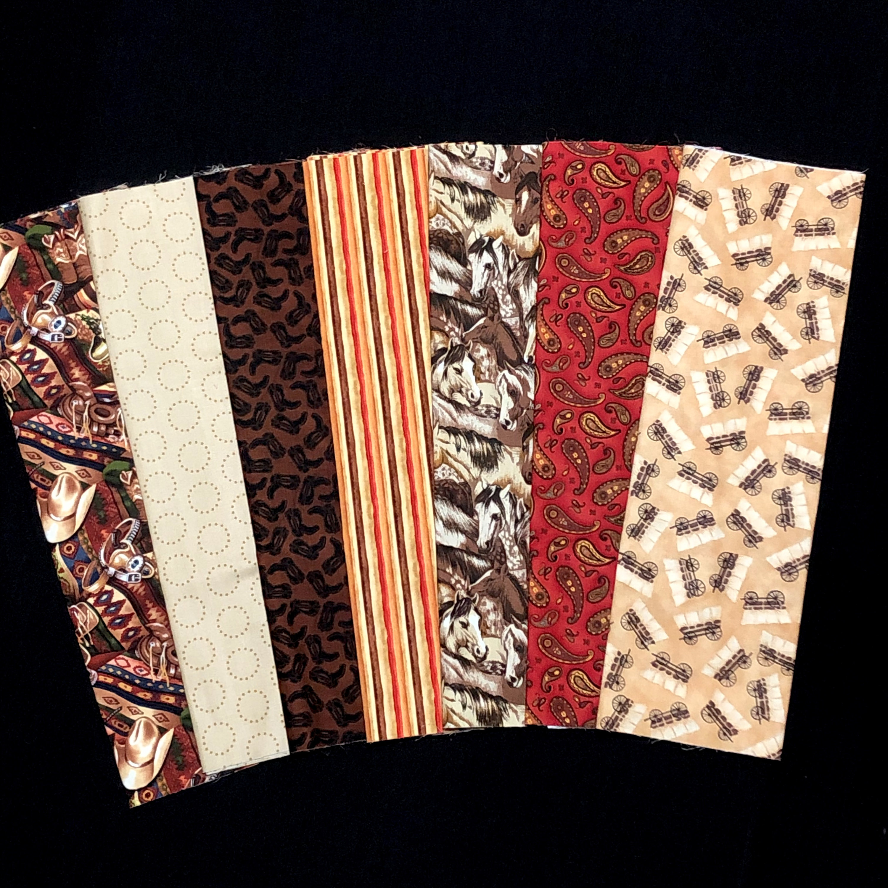 Cowboy Western fabric 1/2 yard bundle brown red beige 7 | Etsy