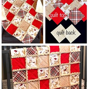 72 Puppy Dog Rag Quilt Kit Pre Cut 7 Squares, 2 Flannel Layers, Blue ...