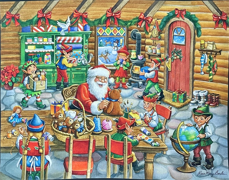 Taller de Papá Noel Navidad Santa Claus Escena del Taller - Etsy España