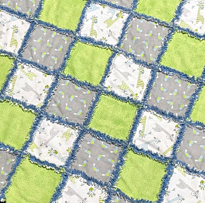 Giraffe Lime Green Rag Quilt Kit Baby Birds Gray White Green - Etsy