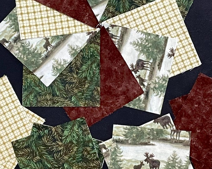 72 Moose Woodland Wilderness 7" Pre Cut Cotton FLANNEL Squares, Acorn ...