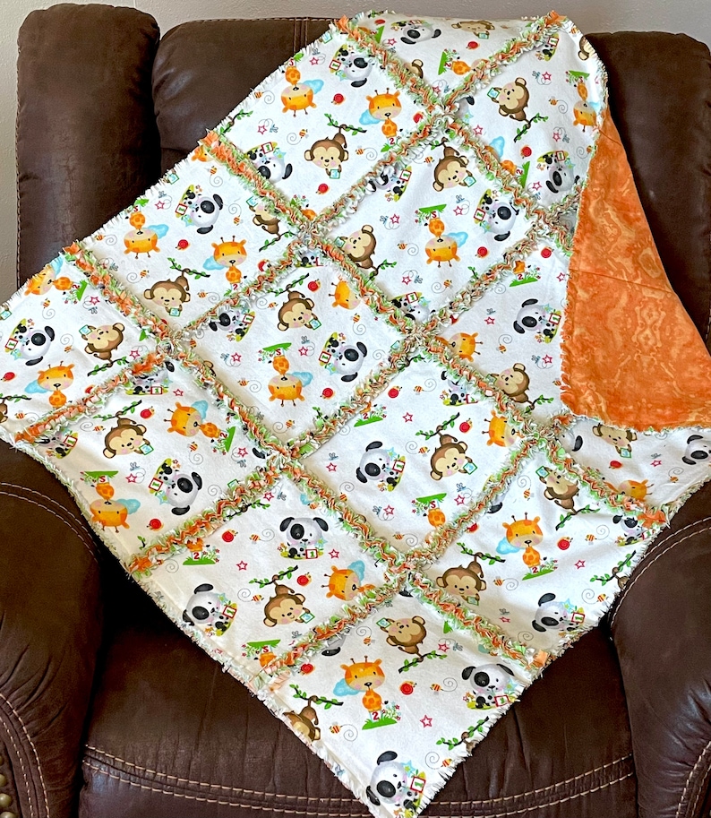 Puppy Dog Giraffe Monkey Rag Quilt 3 Warm Flannel Layers - Etsy