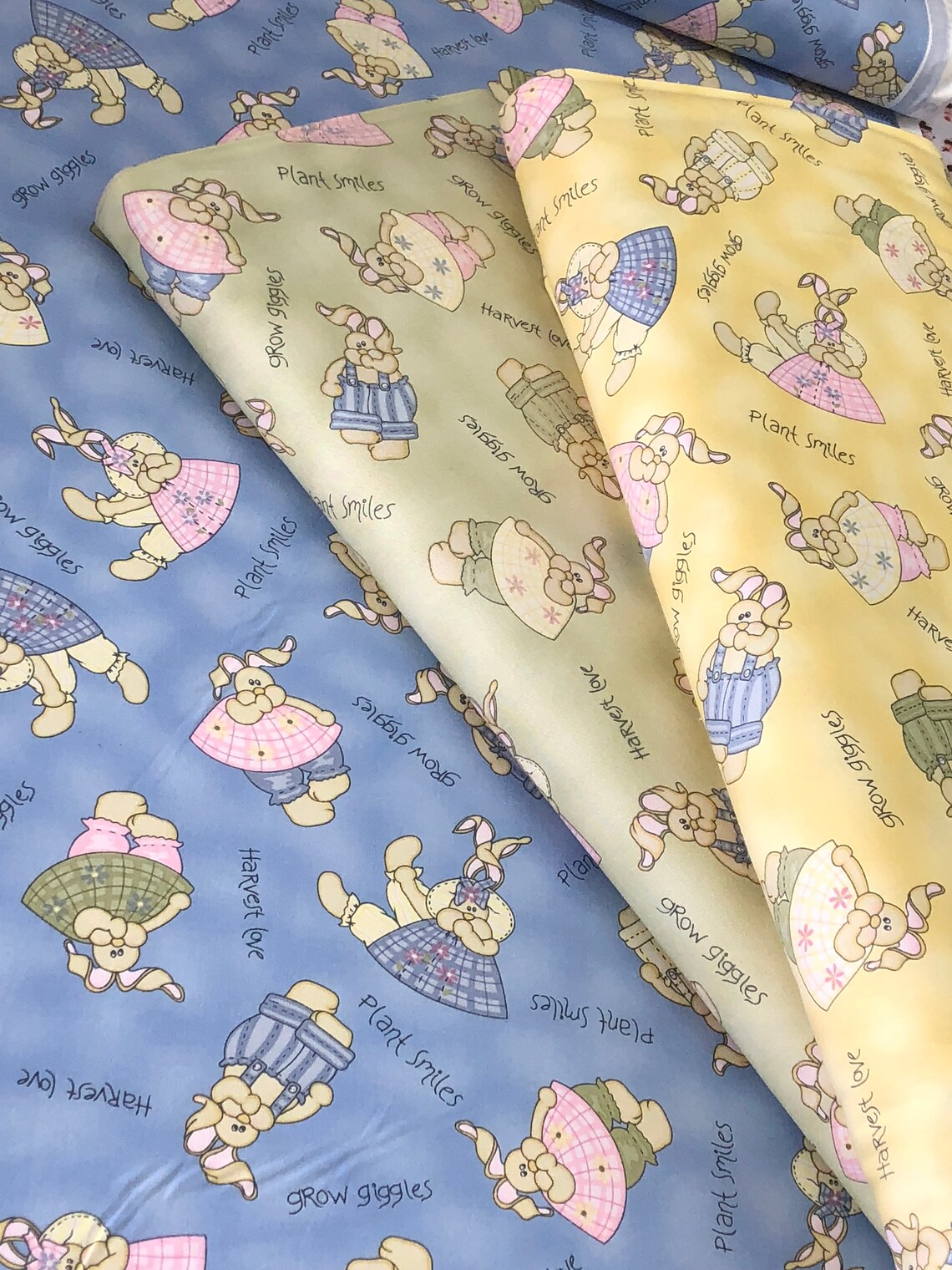 Bunny Rabbit Cotton Broadcloth Quilt Fabric Giggles and - Etsy