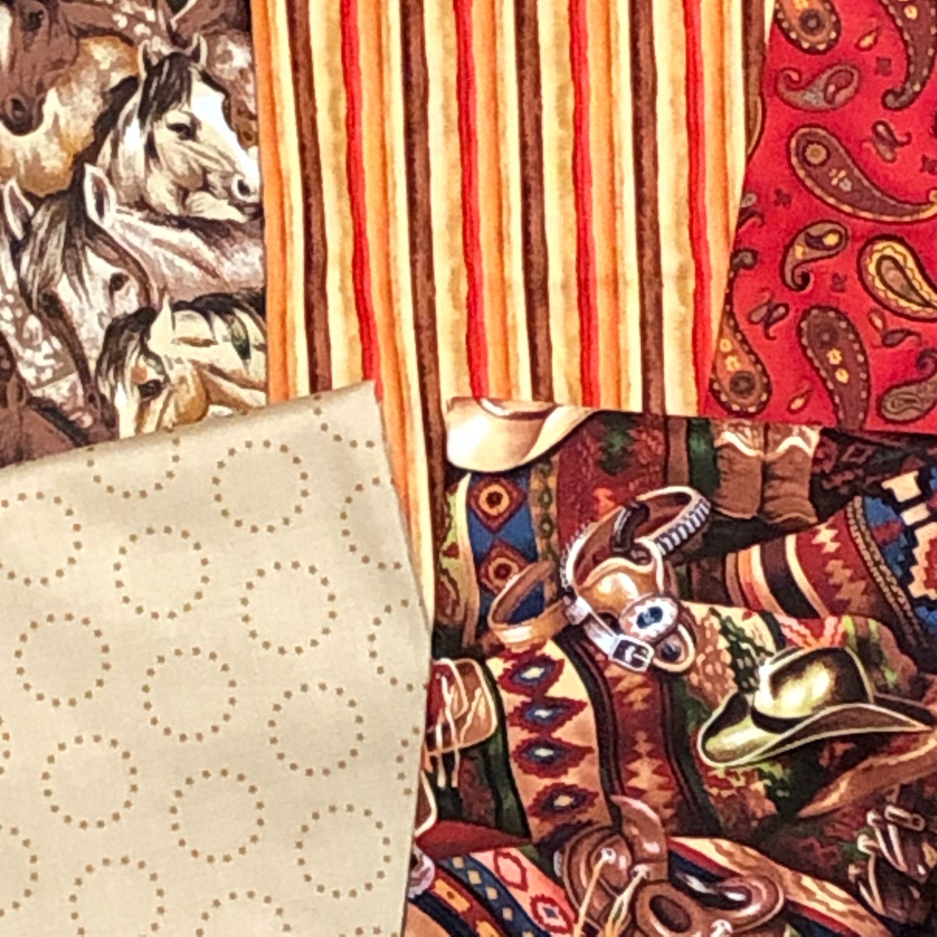 Cowboy Western fabric 1/2 yard bundle brown red beige 7 | Etsy