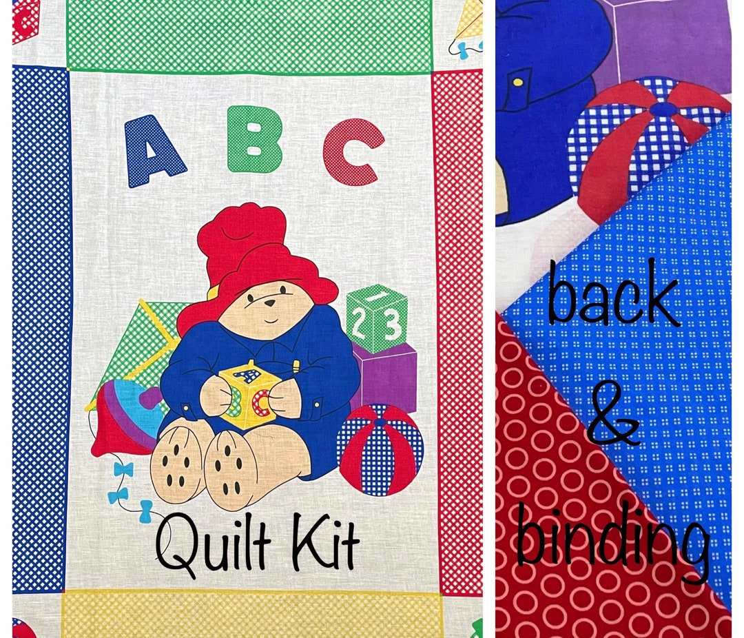 Teddy Bear Quilt Kit, ABC Blocks, Kite, Top, Blocks, Colorful, Blue ...