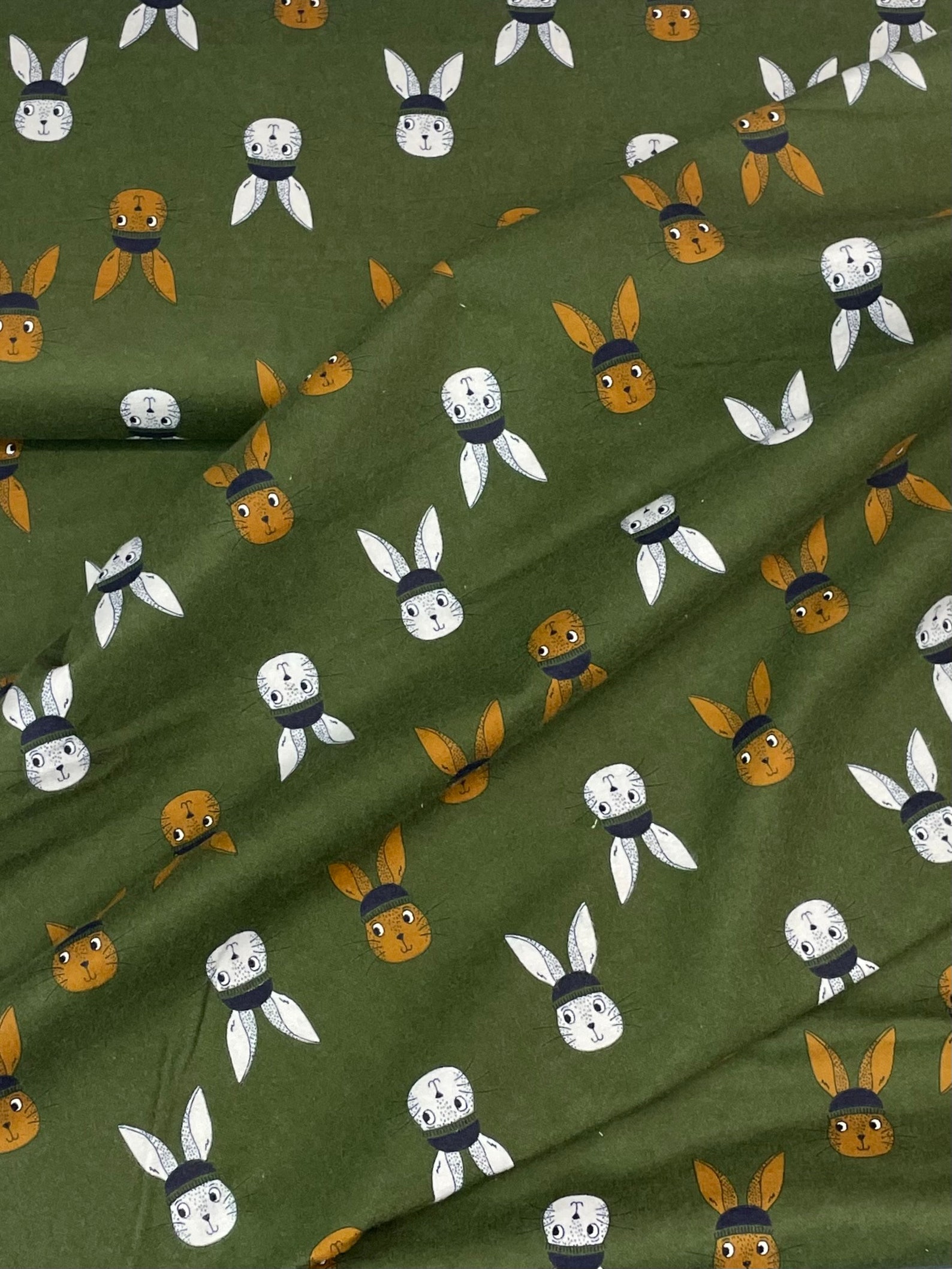 Woodland Bunny Forest Green Flannel Folk Art Plaid Flannel - Etsy Canada