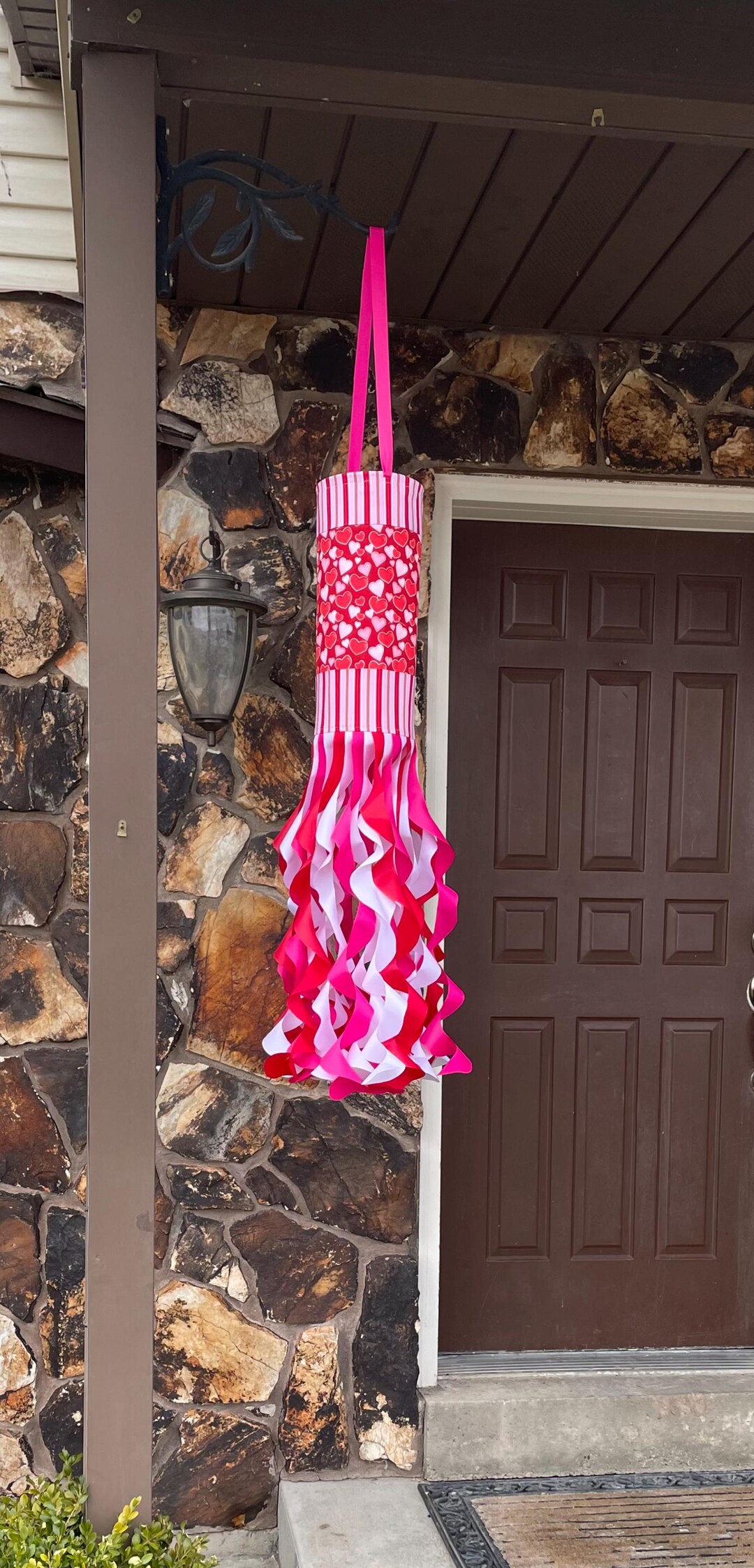 Valentine Day Windsock, Pink Red White, Hearts, Stripes, Door Hanger ...