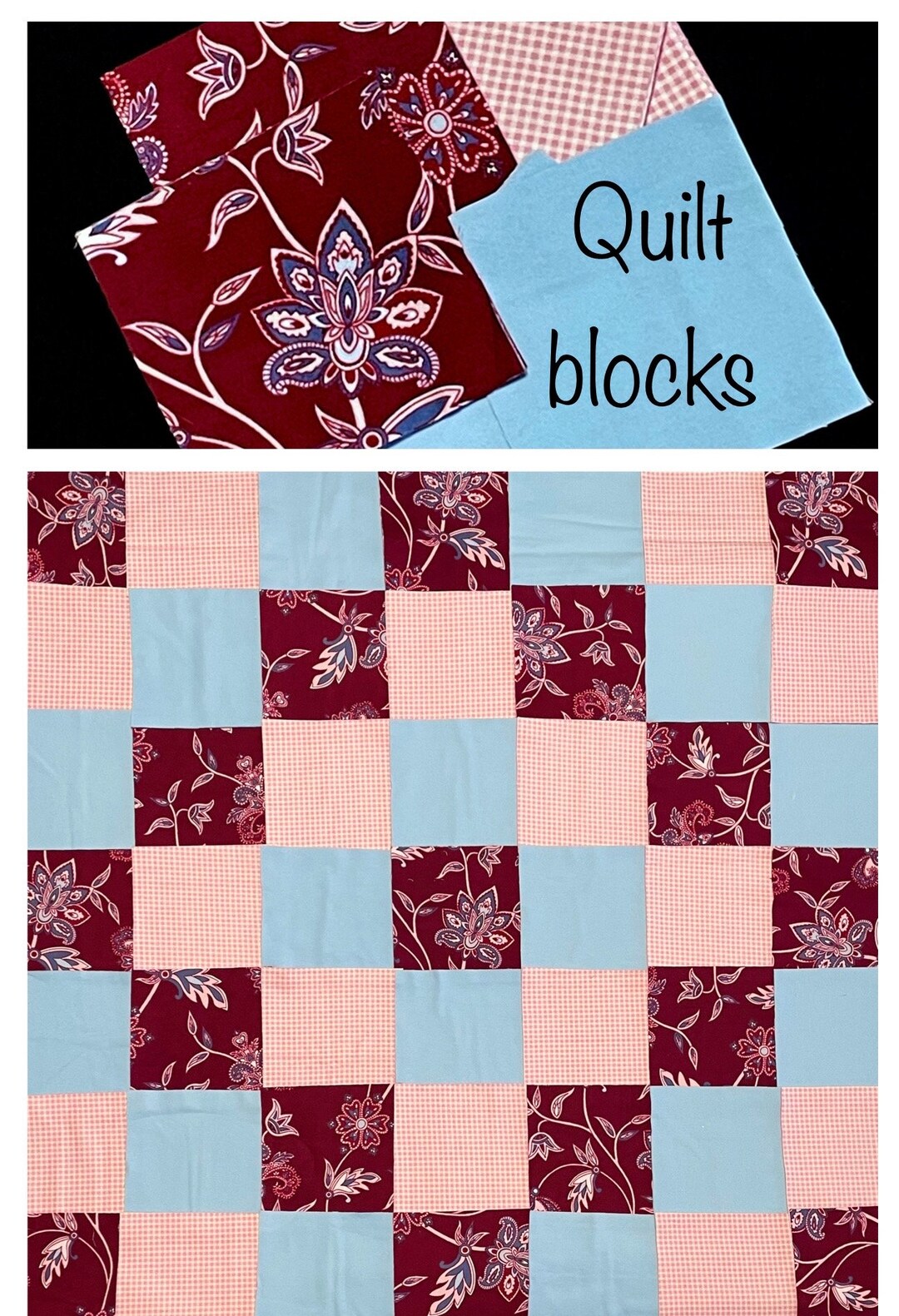 49 Burgundy Pink Flower 7 Inch Pre Cut Square Flannel Quilt Blocks ...