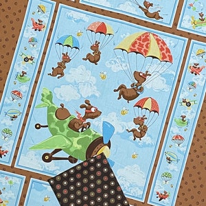 Susybee Zig Dog Quilt Kit, Parachute Dog, Flying Ace Dog Quilt 36 Panel ...