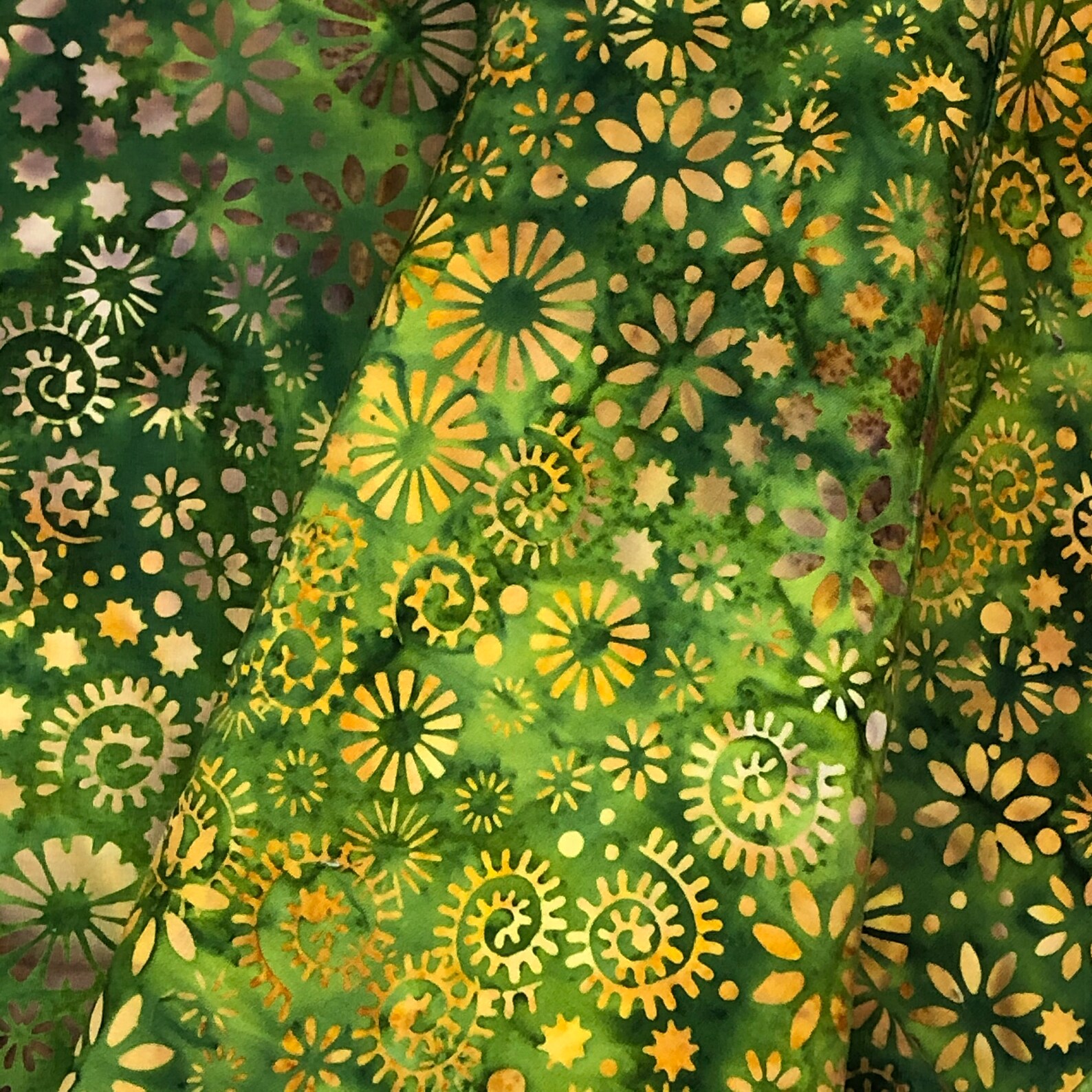 Batik Fabric Green Sage Green Flowers Leaf Greenery Line - Etsy