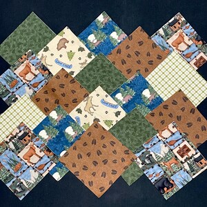 72 Bear Lake, Moose Wilderness 7 Pre Cut Cotton FLANNEL Squares ...