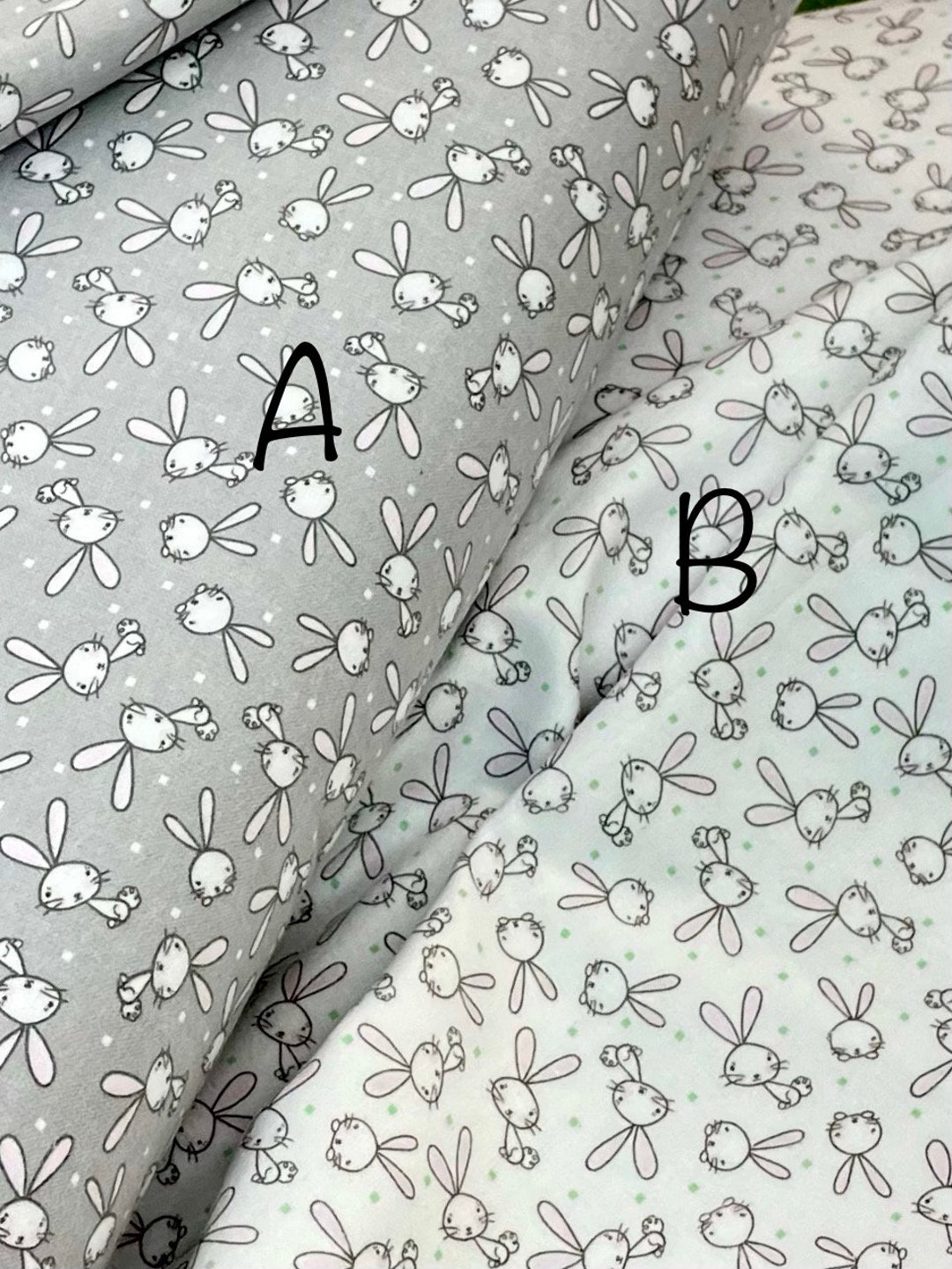 Doodle Baby Bunny Flannel by Benartex 13225f Gray, 13225-09 White ...