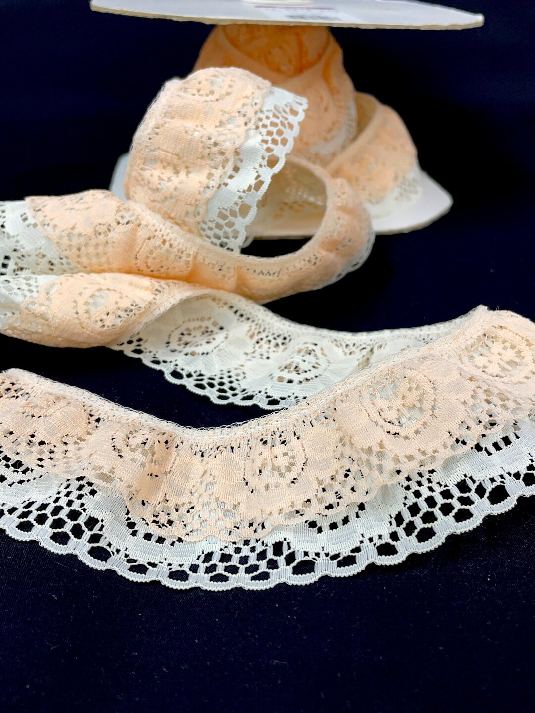 Bulk Lace 5 Yards for 10.00 Dollars, Ruffled Lace, Peach Overlapping ...