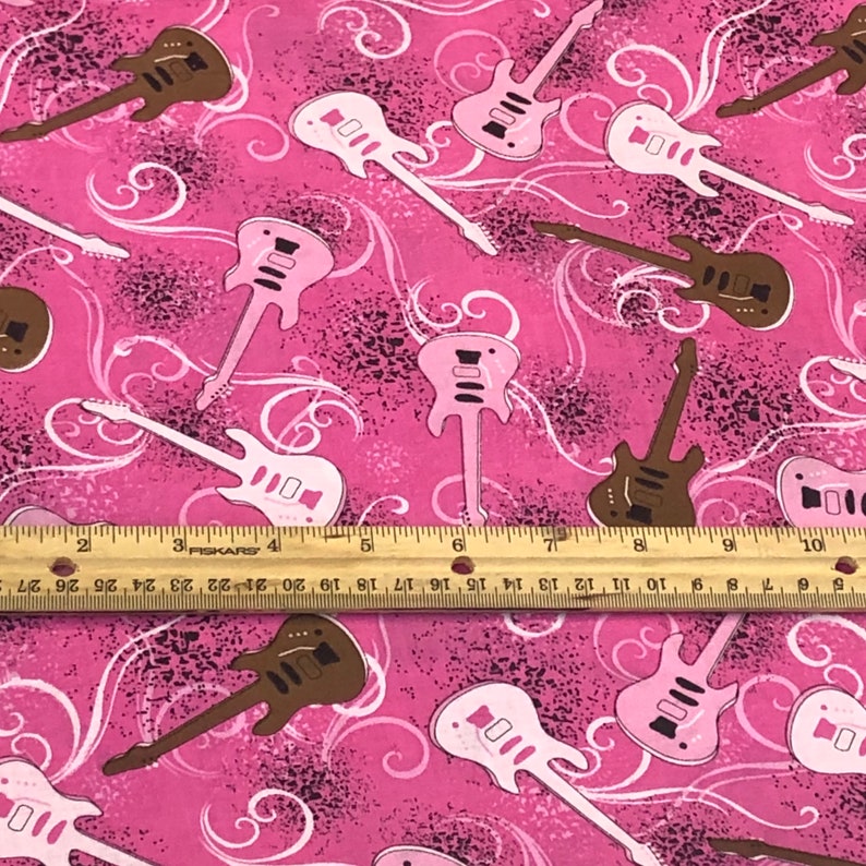 Guitar Blue, Music Cotton Fabric, Band, Electric Guitar, Quilt Curtain ...