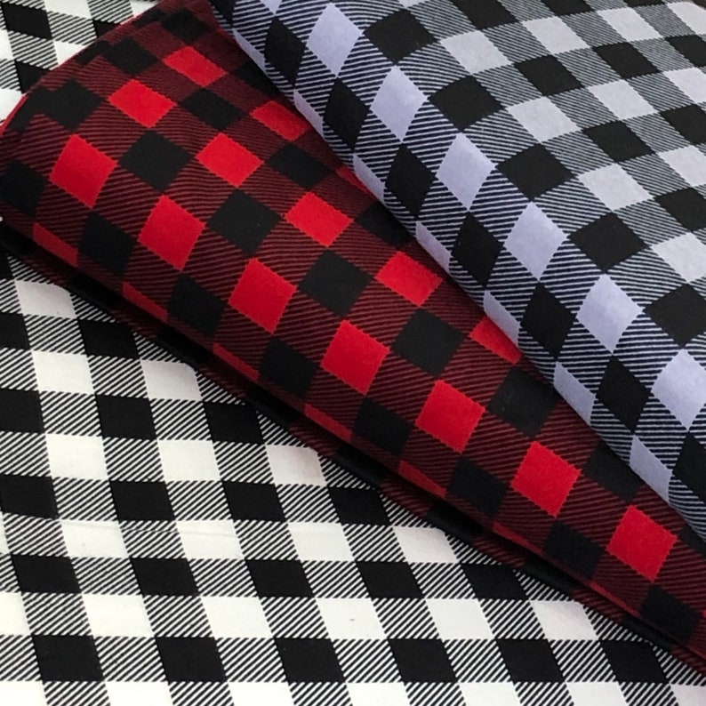 Buffalo Plaid Checks Flannel Cotton Fabric Gray Black White - Etsy