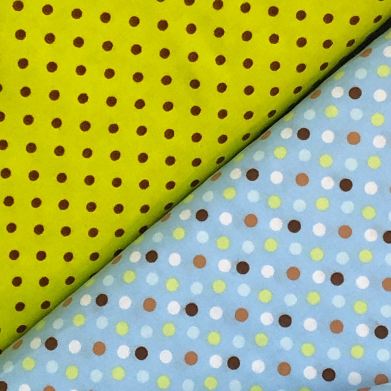 Small Polka Dot Bright Lime Green Brown Blue Dot Cotton - Etsy