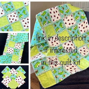 Pink Elephant Baby Rag Quilt Kit, 72 Pre Cut 7" Flannel Square Blocks ...