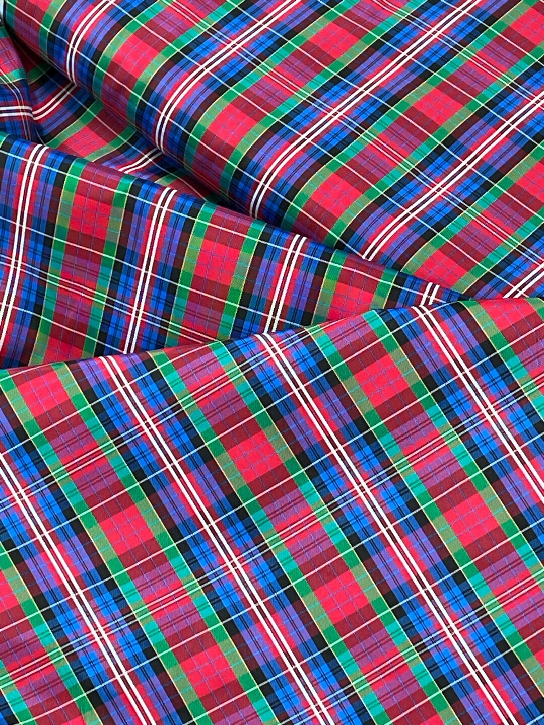 Taffeta Red Multicolor Blue Green Tartan Plaid Fabric 50 Inch Wide Sold ...