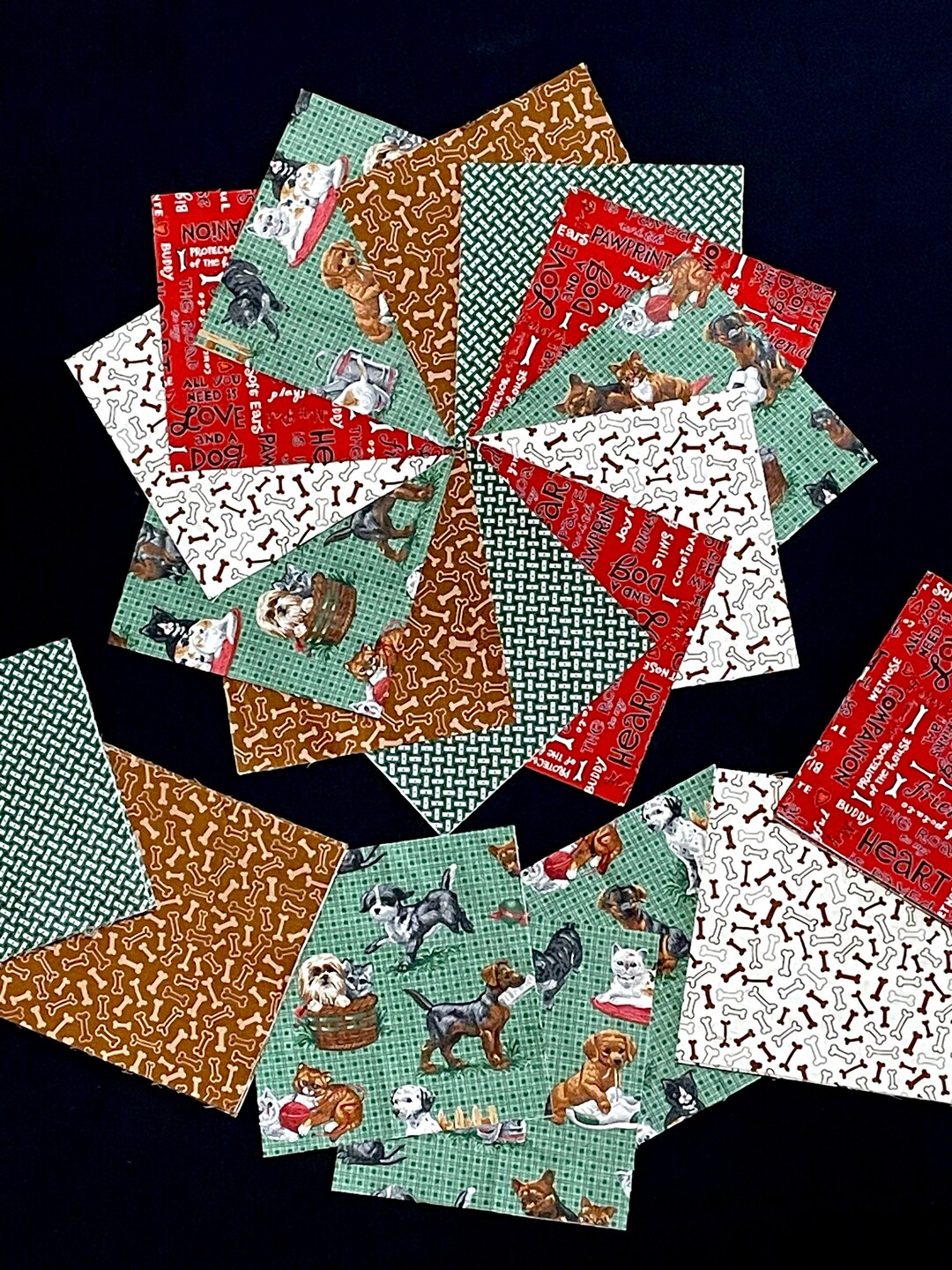 Puppy Dog Cat Pre Cut Quilt Blocks, 7 Squares, Quilt Kit, Dog Bones ...