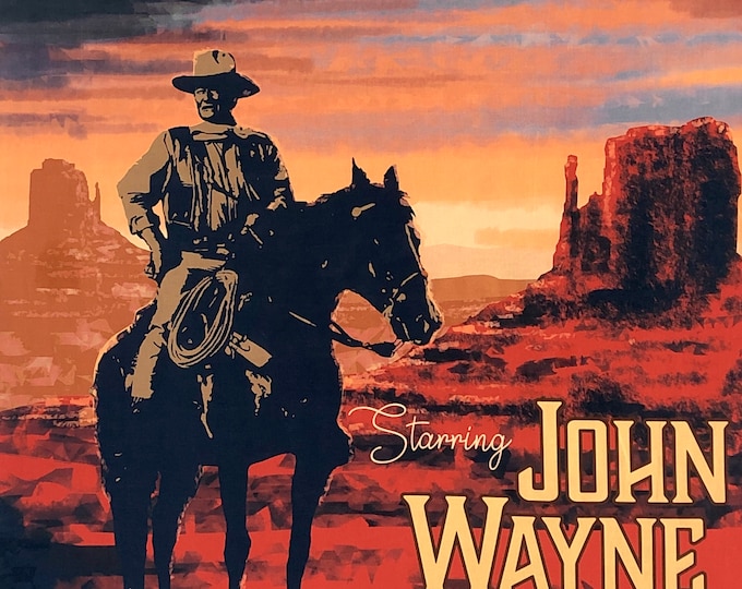 John Wayne Fabric Panel by Riley Blake, Sunset, Horse, Desert, Western ...