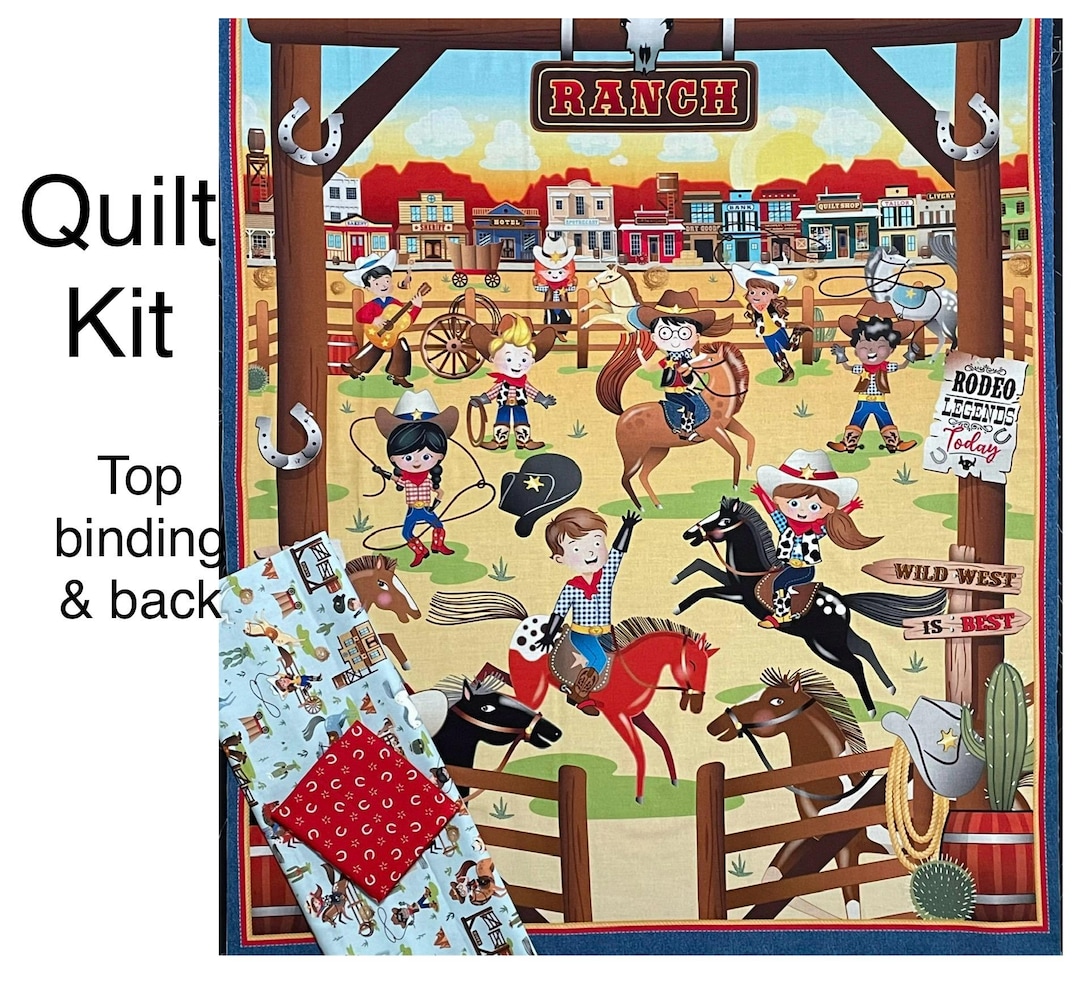 Lil Buckaroos Cowboy QUILT KIT, Rodeo Western Fabric Panel, Ranch ...