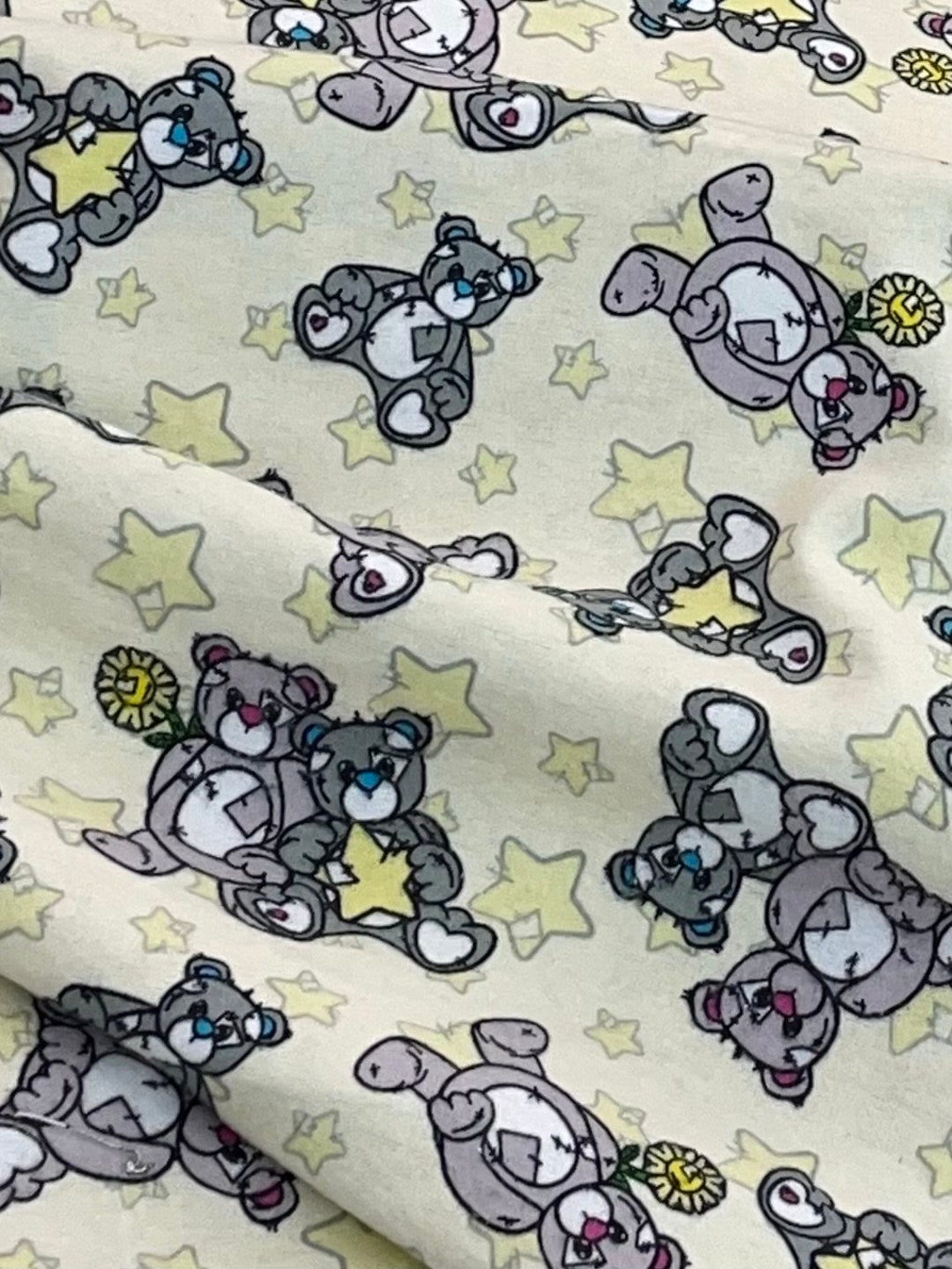 Yellow Teddy Bear, Teddy Star Yellow, Comfy Flannel Prints, Gray Stars ...