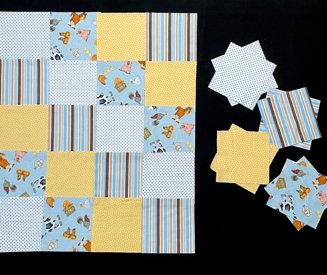 48 Farm Animals Pre Cut 7" Quilt Block Fabric Squares, Cow Pig Duck ...