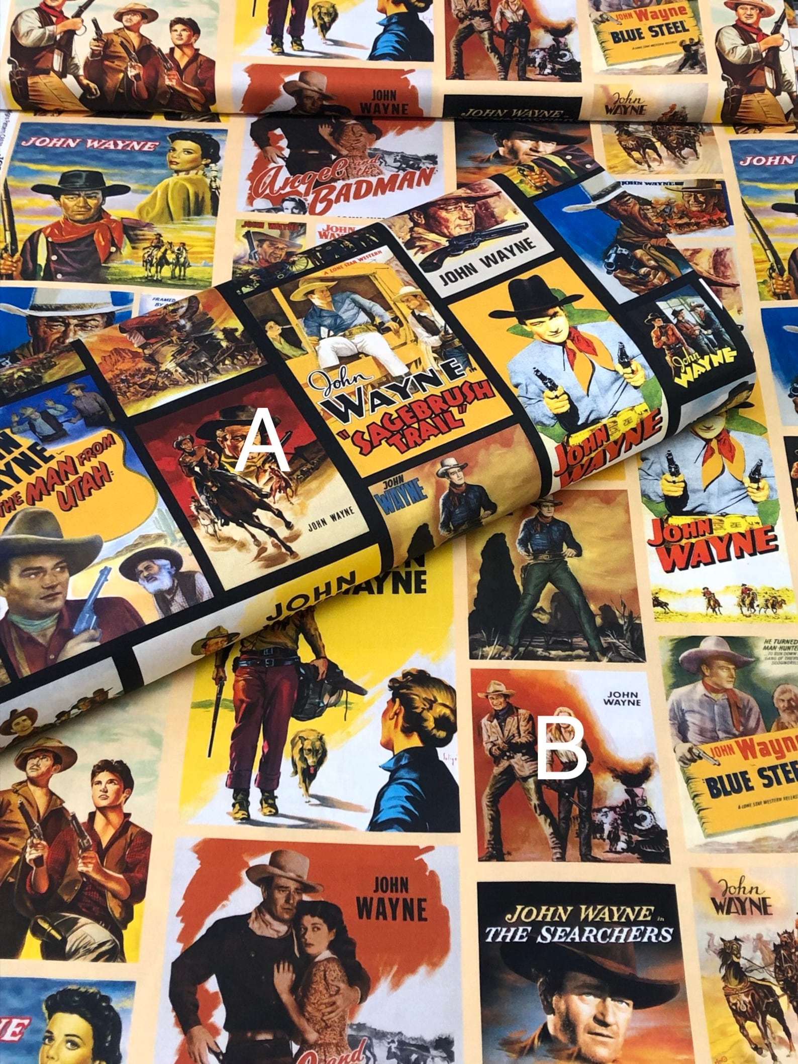 John Wayne Movie Poster Fabric by Riley Blake Sunset Horse | Etsy