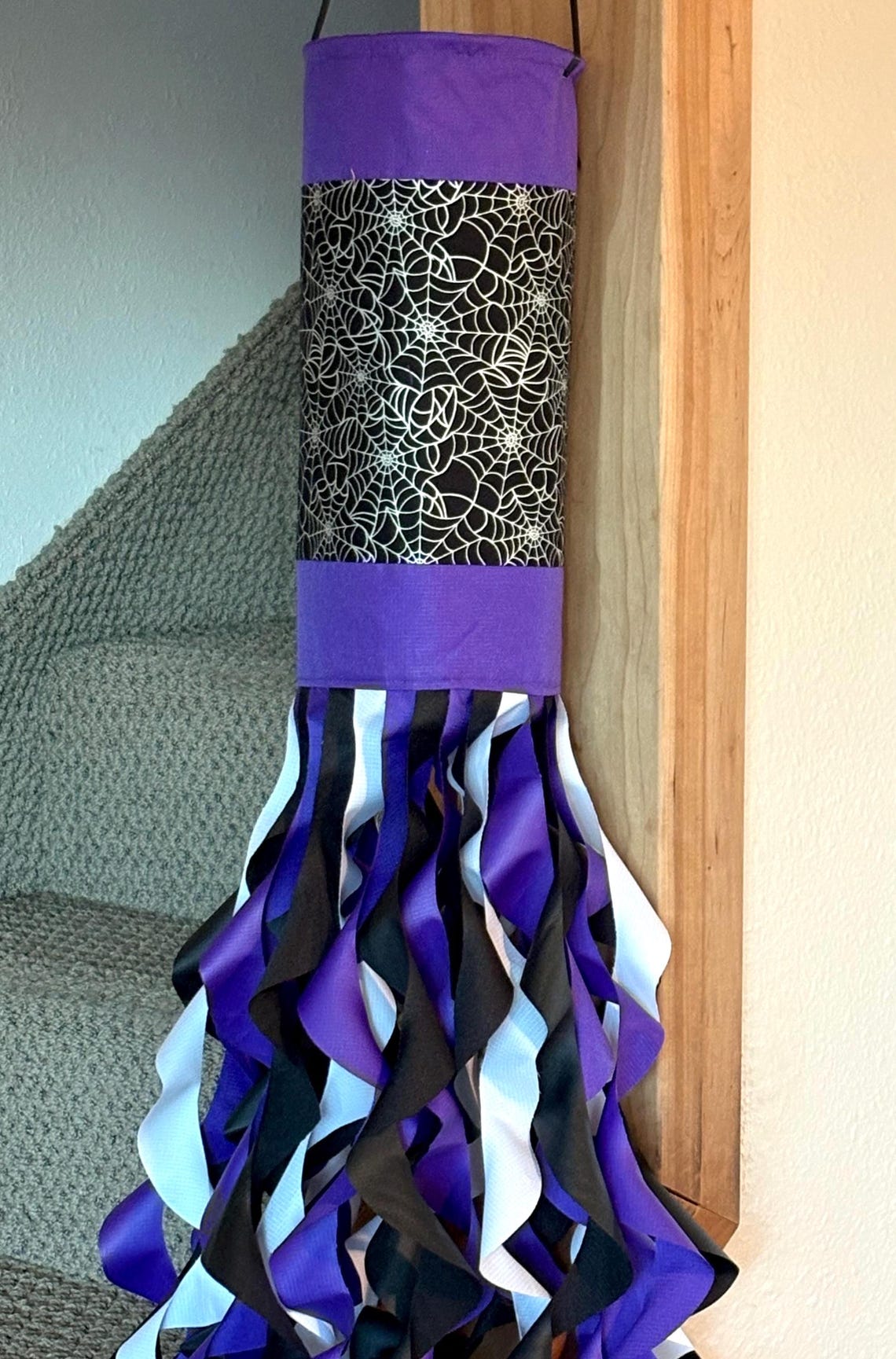 Halloween Decoration, Windsock, Spider Cob Web, Black Purple, Hanging ...