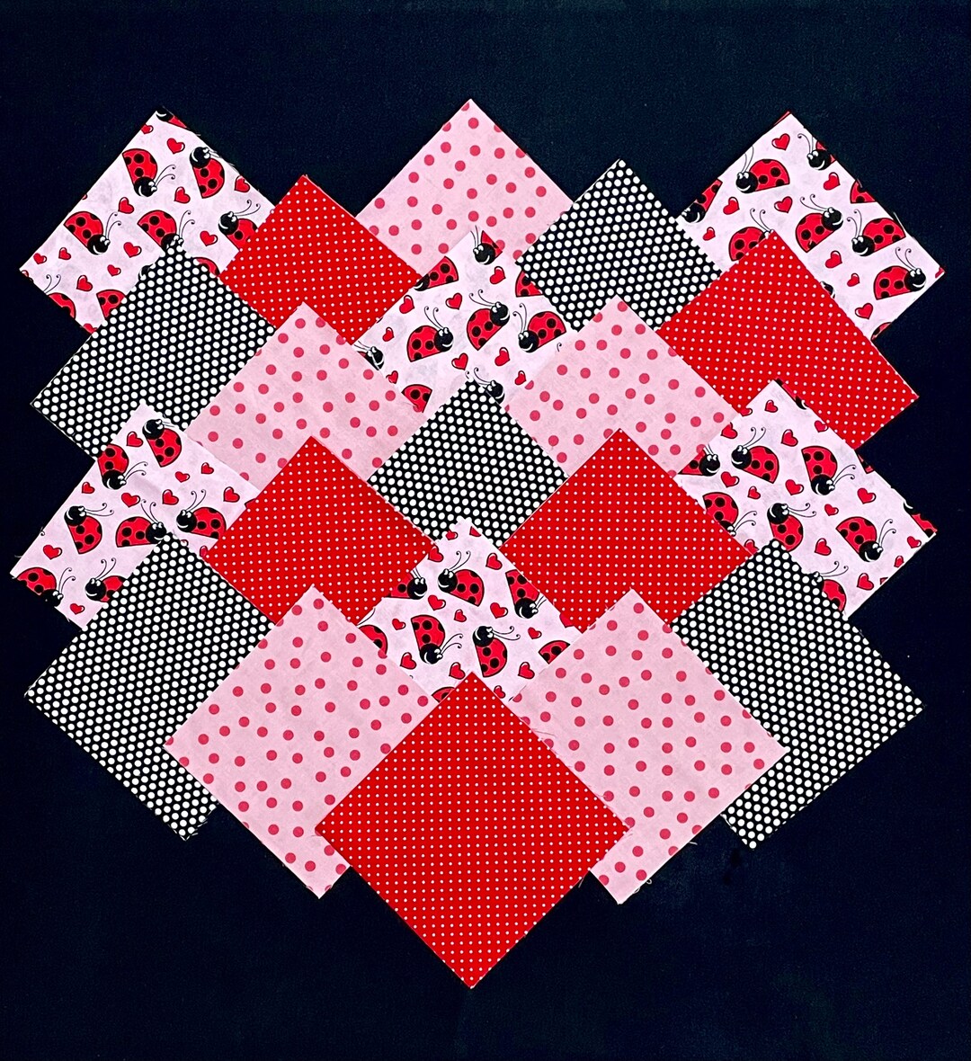 42 Ladybug 7 Inch Square Cotton Quilt Blocks Hearts Polka - Etsy