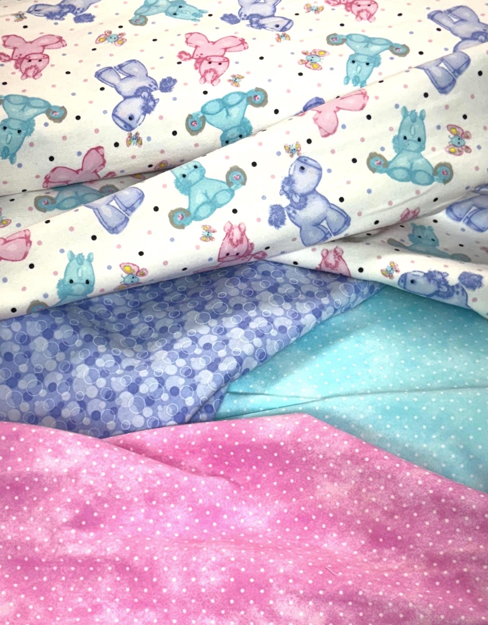 Pony Horse Flannel Bundle With 3 Other Matching Flannels, Aqua ...