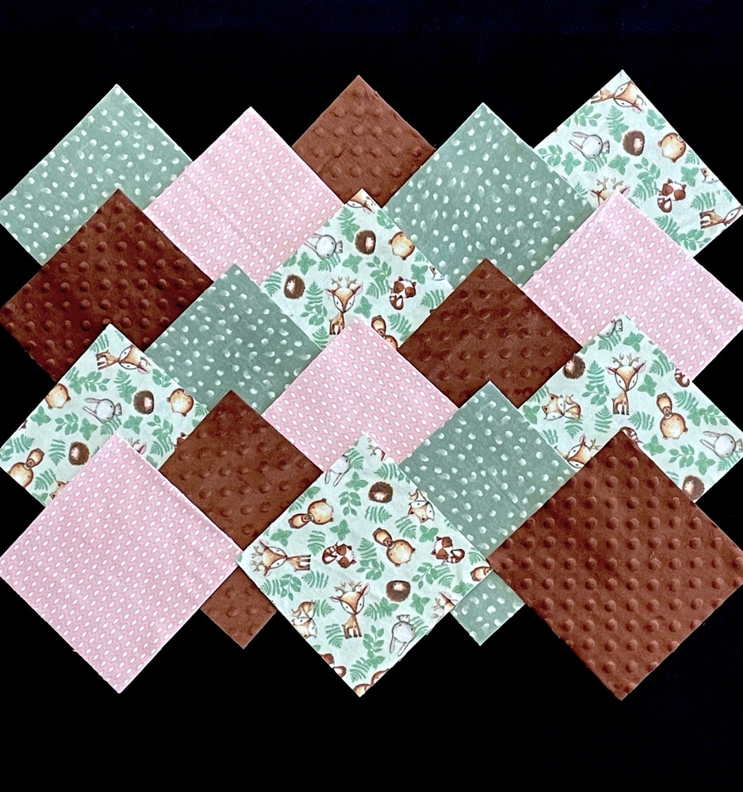 48 Woodland Animals 7" Squares, MINKY and Flannel Quilt Blocks, Pre Cut ...