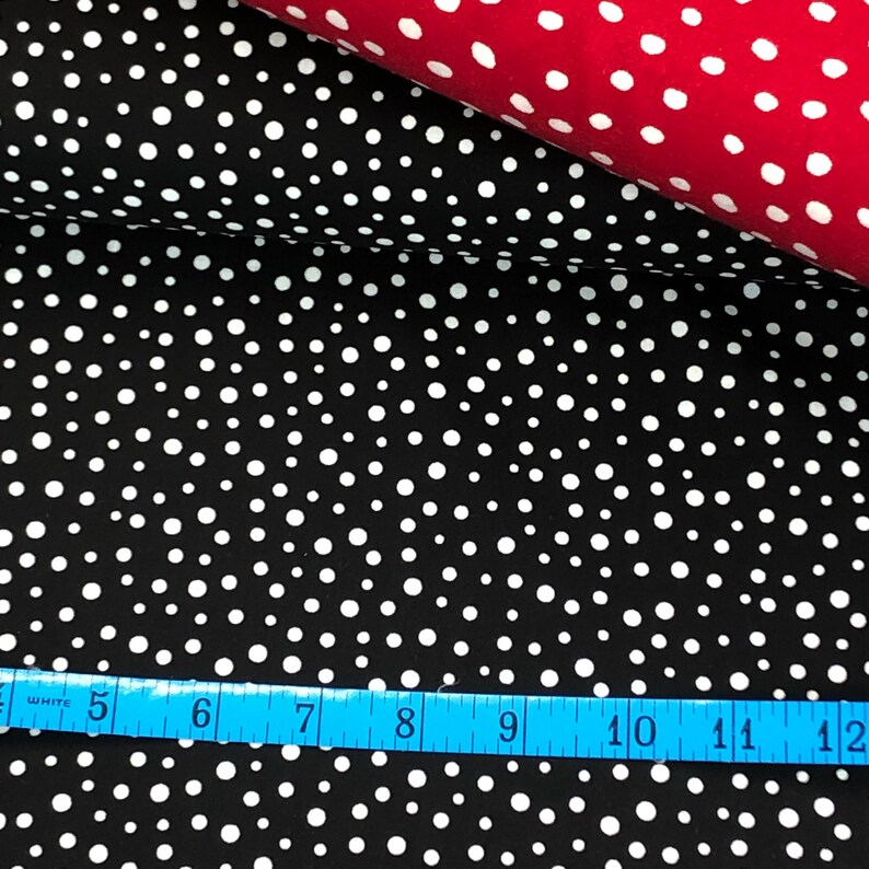 Polka Dot Red Black Fabric Irregular Dots White Black - Etsy