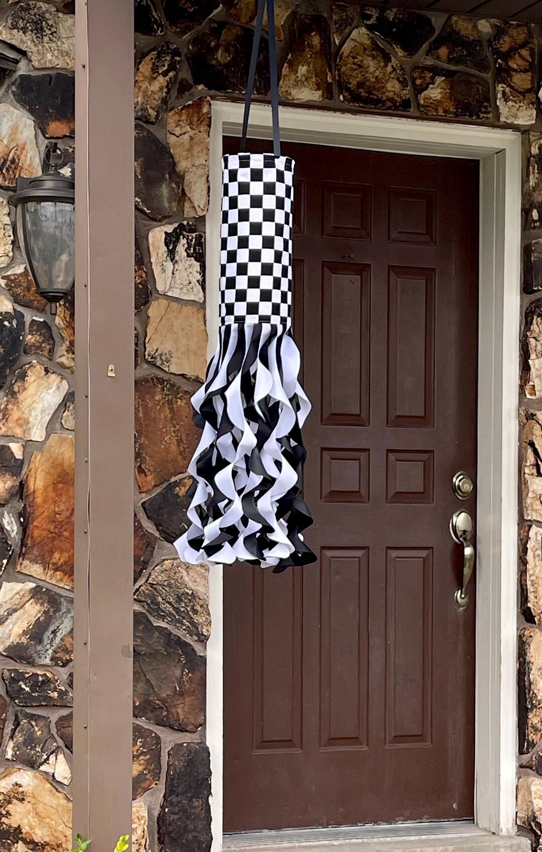 Indy 500 Windsock, Black White Checks, Door Hanger, Outdoor Decoration ...