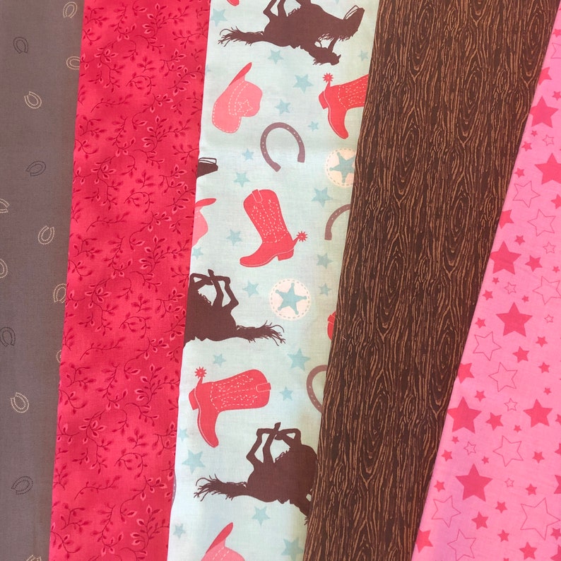 Pink Western Cowgirl 1/2 Yard Fabric Bundle Stars Wood Grain | Etsy