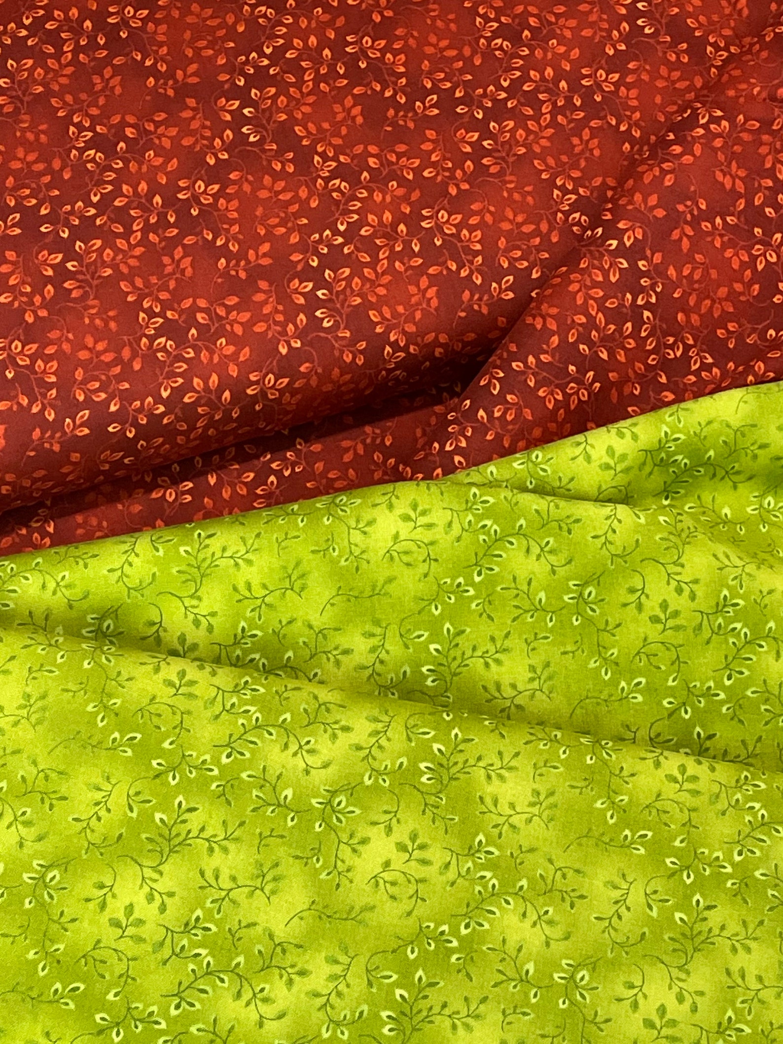 Folio Leaf Rust Lime Green Cotton Fabric Fall Autumn Happy | Etsy